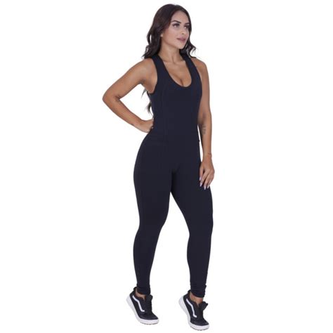 Macacão Fitness Empina Bumbum Detalhe Costas Poliamida Orbis Fitness