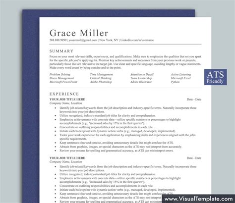 ATS Friendly Resume Template For MS Word Modern CV Template