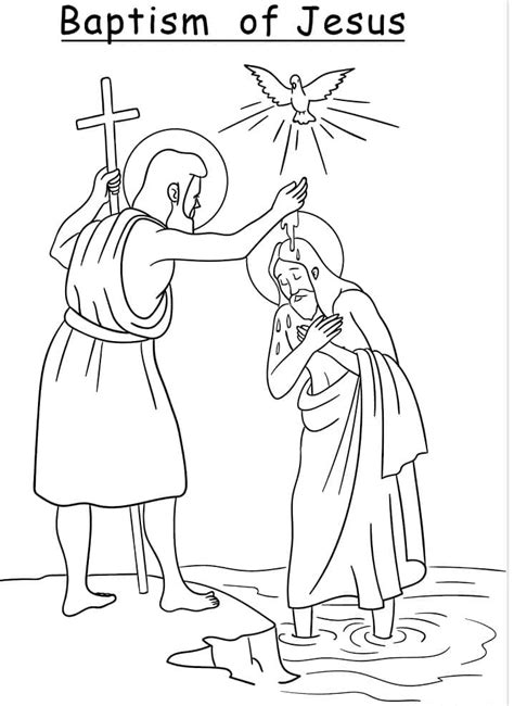 Coloriage Baptême du Christ Imprimable télécharger et imprimer