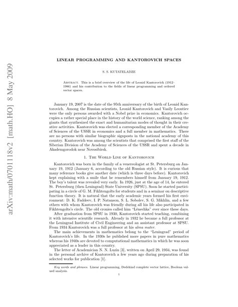 pdf linear programming and kantorovich spaces