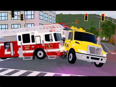 FIRETRUCK SMASHES INTO TOW TRUCK ERLC Roblox Liberty County YouTube