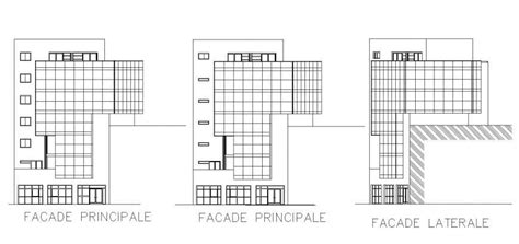 Office Building Multi Level Building All Sided Elevation Cad Drawing