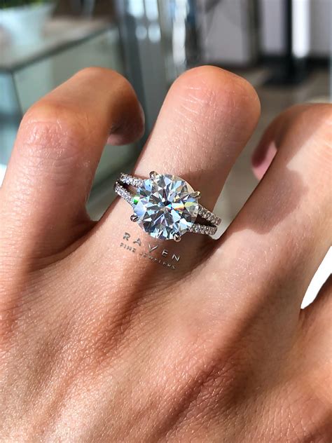 5 Carat Round Diamond Hidden Halo Split Shank Ring