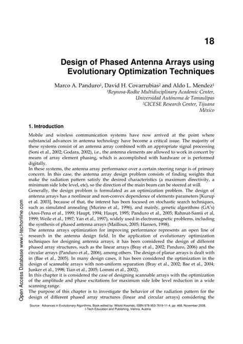 pdf design of phased antenna arrays using evolutionary optimization techniques