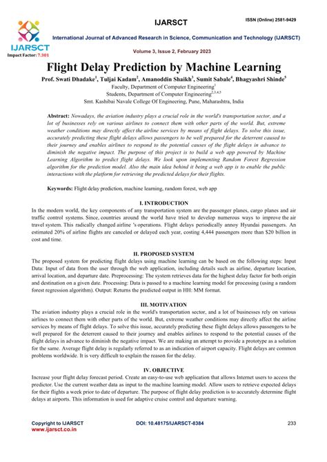 pdf flight delay prediction by machine learning