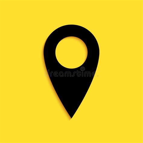 Icono De Ubicaci N Negra Aislado En Fondo Amarillo S Mbolo De Puntero