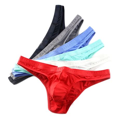 6pcs Men Ice Silk Briefs Underwear Sexy Elephant Nose Big Pouch Penis Sheath Underwear Briefs