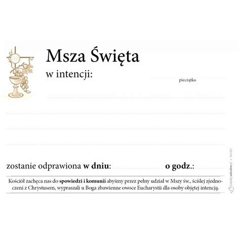 Intencja Mszy Świętej format A6 25 szt Sklep U Archanioła