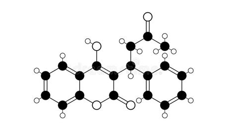 Molécula De Warfarina Modelo De Balandstick De Fórmula Química