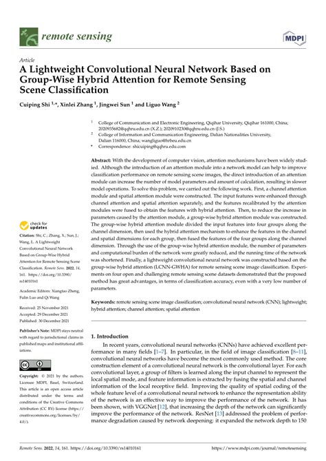 pdf a lightweight convolutional neural network based on group wise hybrid attention for remote