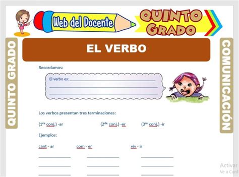 El Verbo Y Sus Accidentes Gramaticales Para Quinto Grado De Primaria