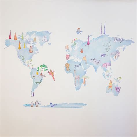 Adesivo Mapa Mundi Aquarela OliviaAdesivos de ParedeIdeias de Mamãe