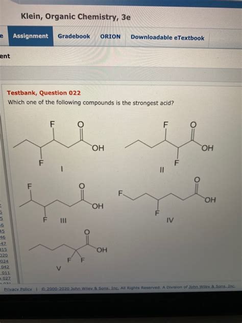 Klein Organic Chemistry 3e Assignment Gradebook Chegg
