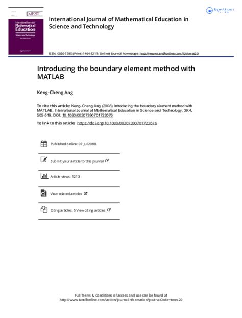 pdf introducing the boundary element method with matlab shivakumar patil