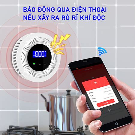 Thiết bị cảm biến báo động rò rỉ khí gas khí độc hại cảm ứng báo nhiệt