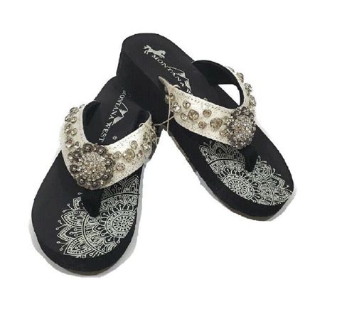 Montana West Womens Glitter Concho Flip Flops Bling Sparkle Wedge