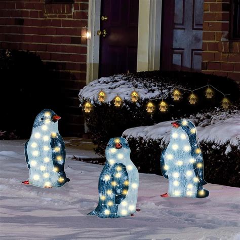 BBTO 3 Pcs Christmas Light Penguin Outdoor Decorations Penguins LED