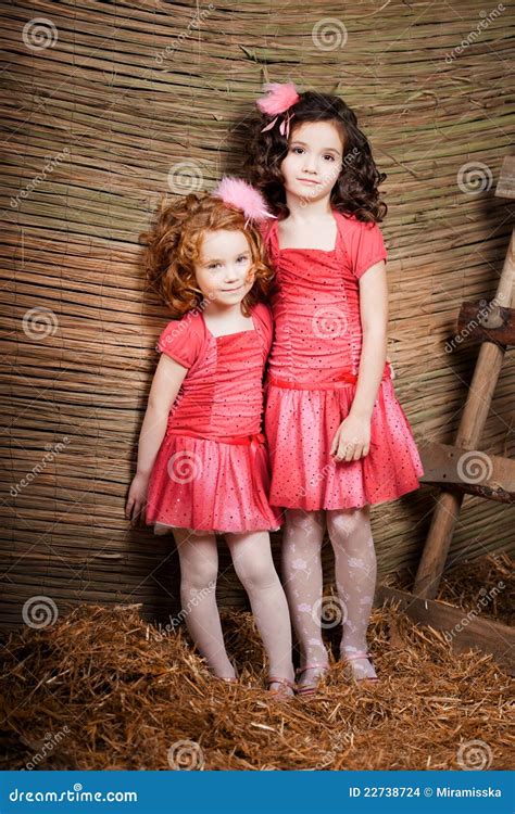 Zwei Kleine Mädchen Nette Kinder Stockfoto Bild von spiel schönheit