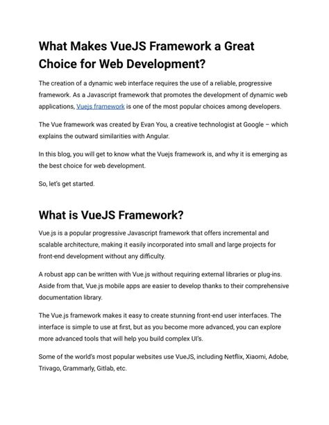 PPT What Makes VueJS Framework A Great Choice For Web Development