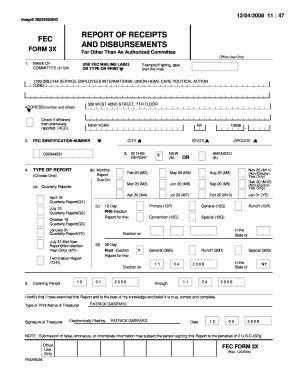 Fillable Online FEC REPORT OF RECEIPTS AND DISBURSEMENTS FORM 3X For