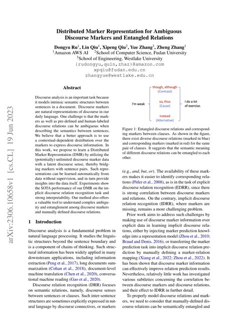 pdf distributed marker representation for ambiguous discourse markers and entangled relations