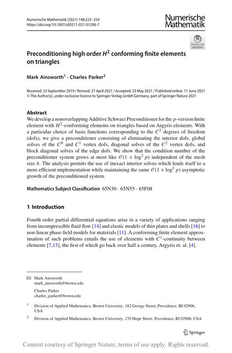 preconditioning high order h 2 conforming finite elements on triangles
