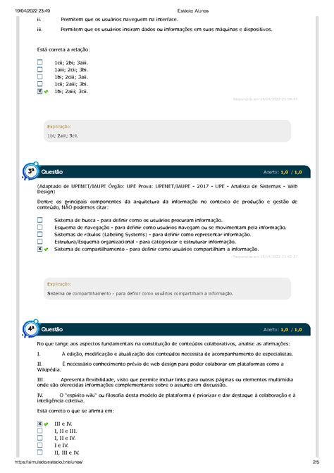 SOLUTION Simulado Av1 Midias Digitais E Arquitetura Da Informa O