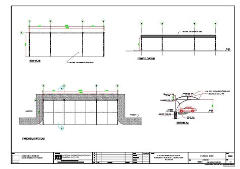 AutoCAD File Of The Parking Shed With Elevation And Plan Dwg Files