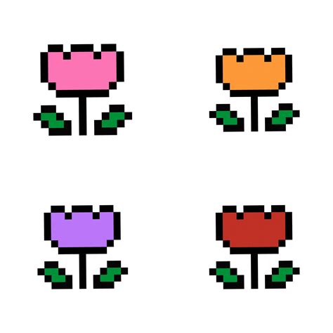 8bit Flower Pixel Art Lovely Tulip Pixel Style 26562414 Vector Art At