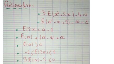 Exercice La partie entier Généralités sur les fonctions 1bac science