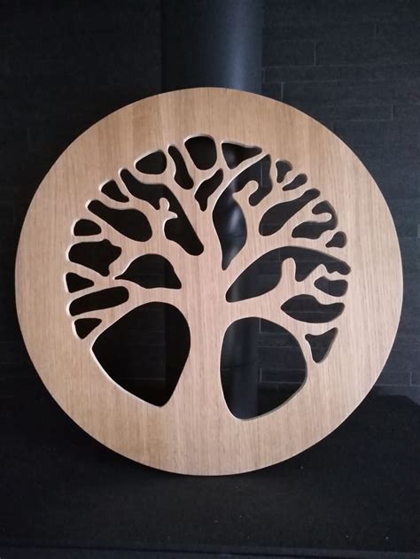 Arbre de vie diamètre 50cm grand tableau mural en bois découpé à la