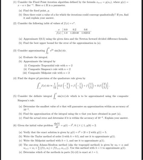 1 consider the fixed point iteration algorithm