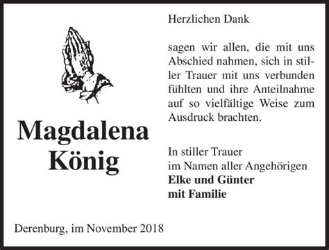Traueranzeigen von Magdalena König abschied nehmen de