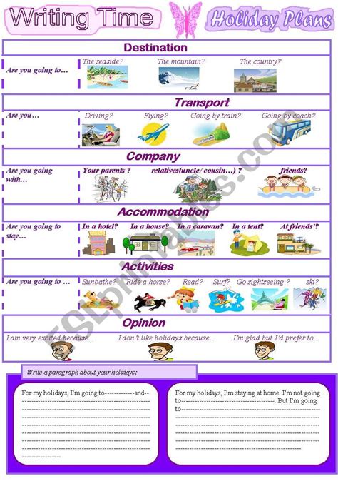 Writing Time Holiday Plans ESL Worksheet By Falafel