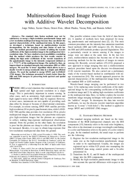 pdf multiresolution based image fusion with additive wavelet decomposition octavi fors