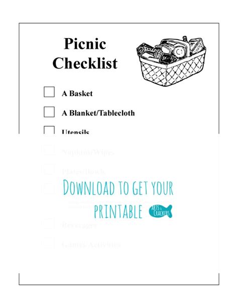 FREE Printable Picnic Packing List Arts And Crackers