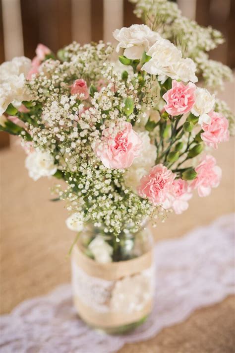 Pink Carnation And Baby S Breath Centerpieces Babys Breath