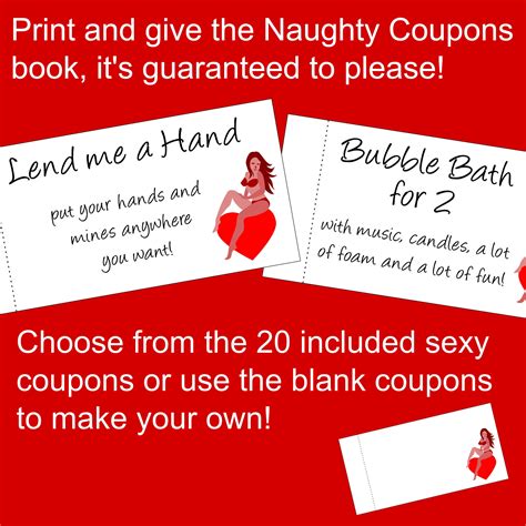 Valentines Day T For Him Sexy Printable Naughty Coupons Book With Sex Coupons That Are