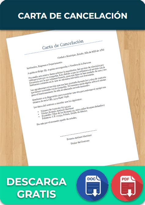 Carta de Cancelación Ejemplos y Formatos Word PDF
