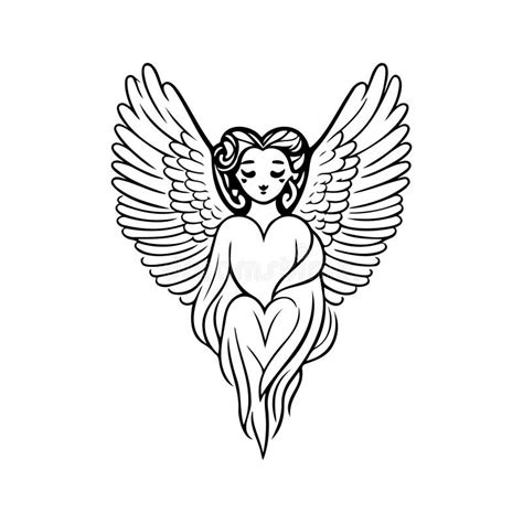 Angel Love Icon Hand Draw Black Valentine Logo Symbol Perfect Stock Illustration Illustration