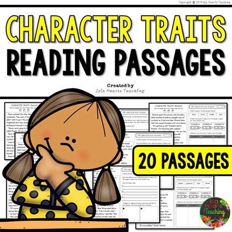 Character Traits Reading Comprehension Passages And Questions