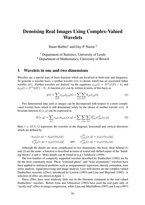 pdf denoising real images using complex valued wavelets