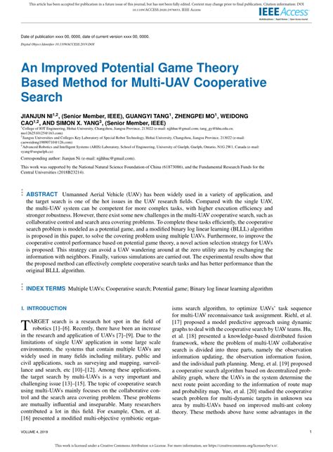 pdf an improved potential game theory based method for multi uav cooperative search