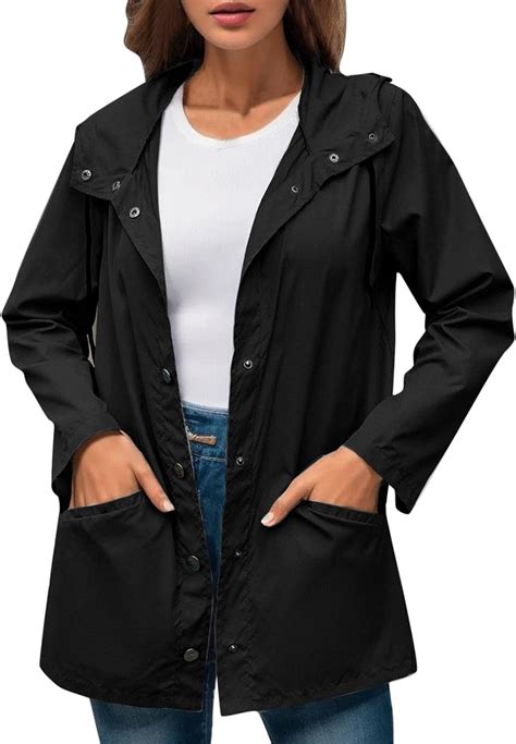 Amazon Lightweight Rain Jacket Women Waterproof Raincoat Hooded