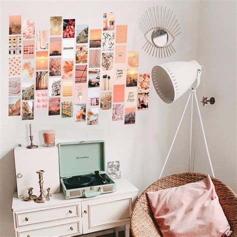 KOSKIMER Peach Pink Aesthetic Photo Collage Kit 50 Set 4x6 Inch Wall