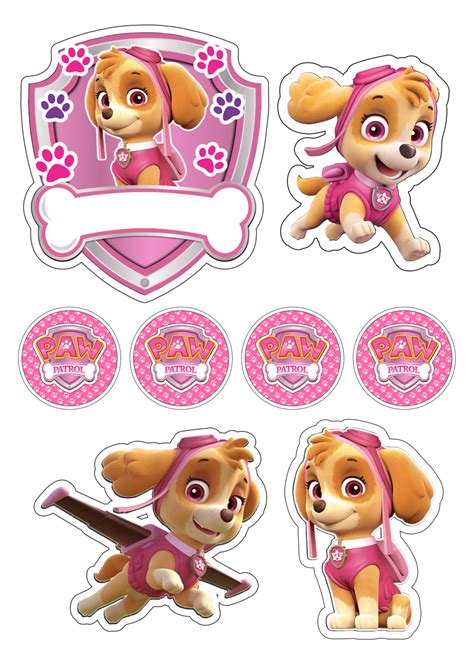 Topo De Bolo Patrulha Canina Skye Paw Patrol Rosa Png