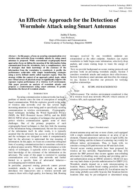 pdf an effective approach for the detection of wormhole attack using smart antennas ijert