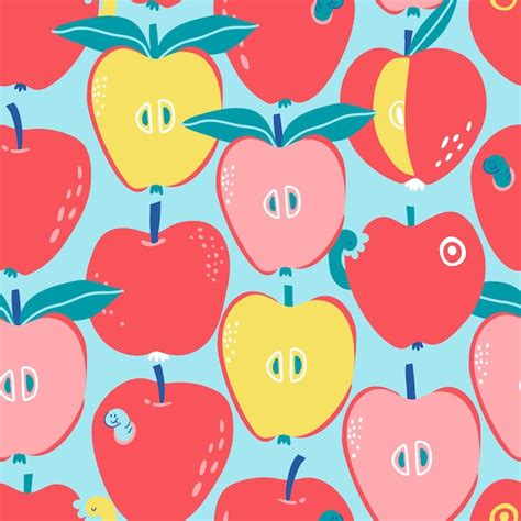 Patr N Sin Fisuras Con Manzanas Dibujadas En La Ilustraci N De Vector