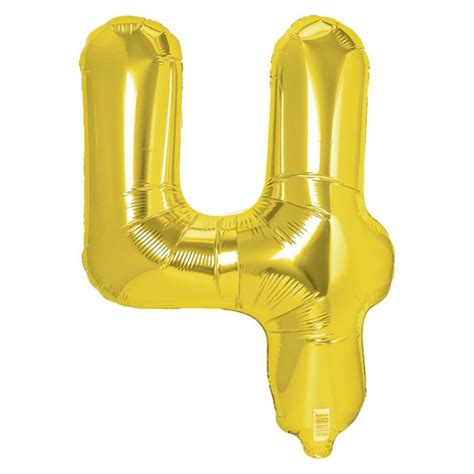 Balon Foliowy Cyfra 4 Złota 100 Cm PartyPal Przyjęcia i okazje w