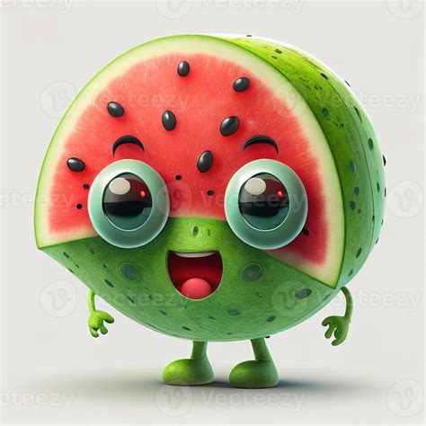 Cute Cartoon Watermelon Character In White Background 22311513 Stock